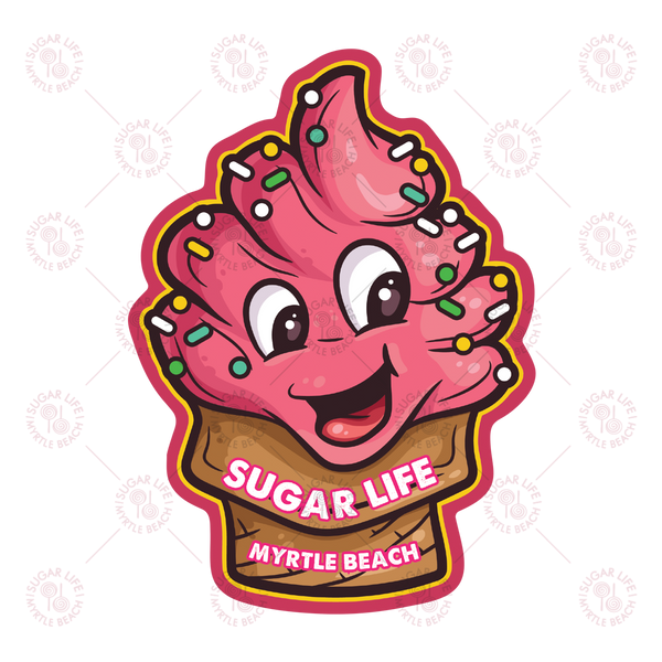 Sugar Life Strawberry Soft Serve Sticker - Sugar Life Candy